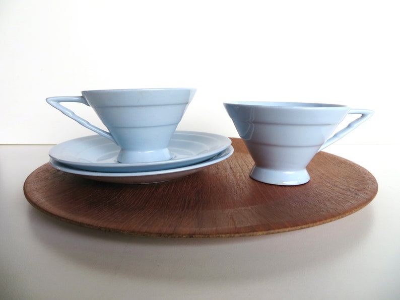 Set of 3 Art Deco Kokura Ware Pastel Blue Cup and Saucers From - Etsy