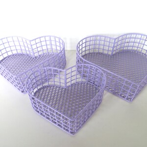 Set of 3 Wire Heart Nesting Baskets in Lilac Purple, 90s Sweet Heart ...