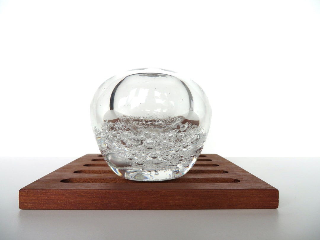 Vintage Glass Orb Bubble Paperweight Vase, Controlled Bubble Clear ...