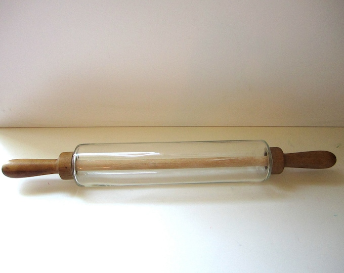 Vintage Clear Glass Rolling Pin With Solid Wood Handles - Etsy