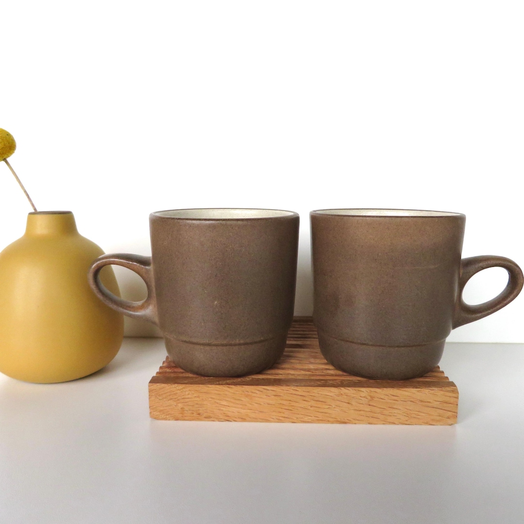 2 Vintage Heath Ceramics Mugs in Sandalwood, Edith Heath Rim Line ...