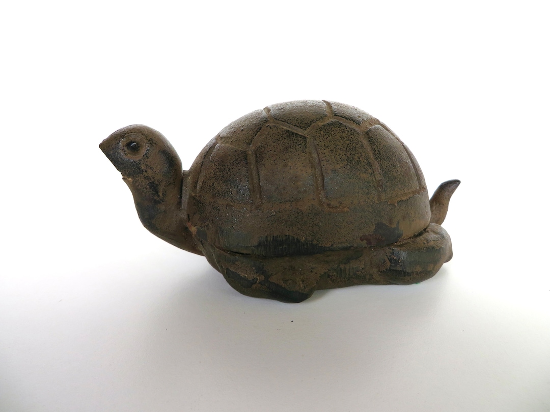Vintage Cast Iron Turtle Sculpture From Japan, Vintage Asian Outdoor ...