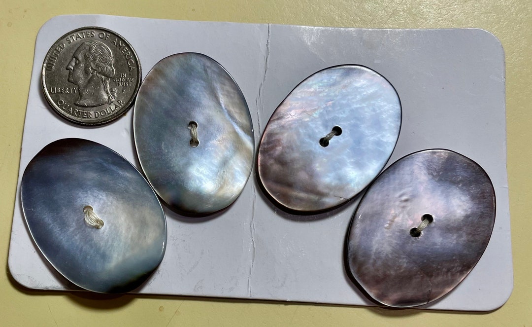 Beautiful MOP Buttons Vintage, 4 Large Oval Mother of Pearl Vintage New ...
