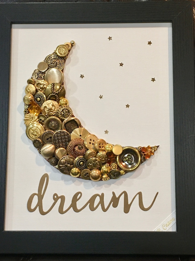 Button Artwork Moon Dream Gold Tone Buttons Unique - Etsy