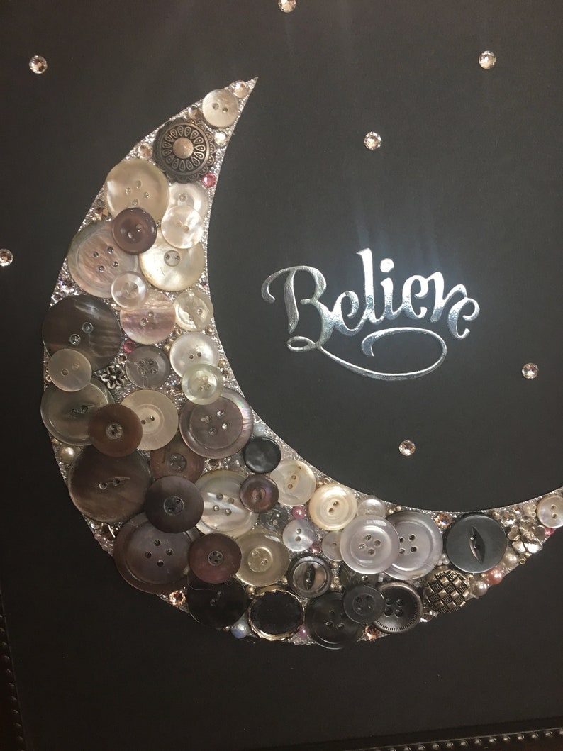 Button Art Work Moon Believe,mother of Pearl Buttons, Unique Holiday ...