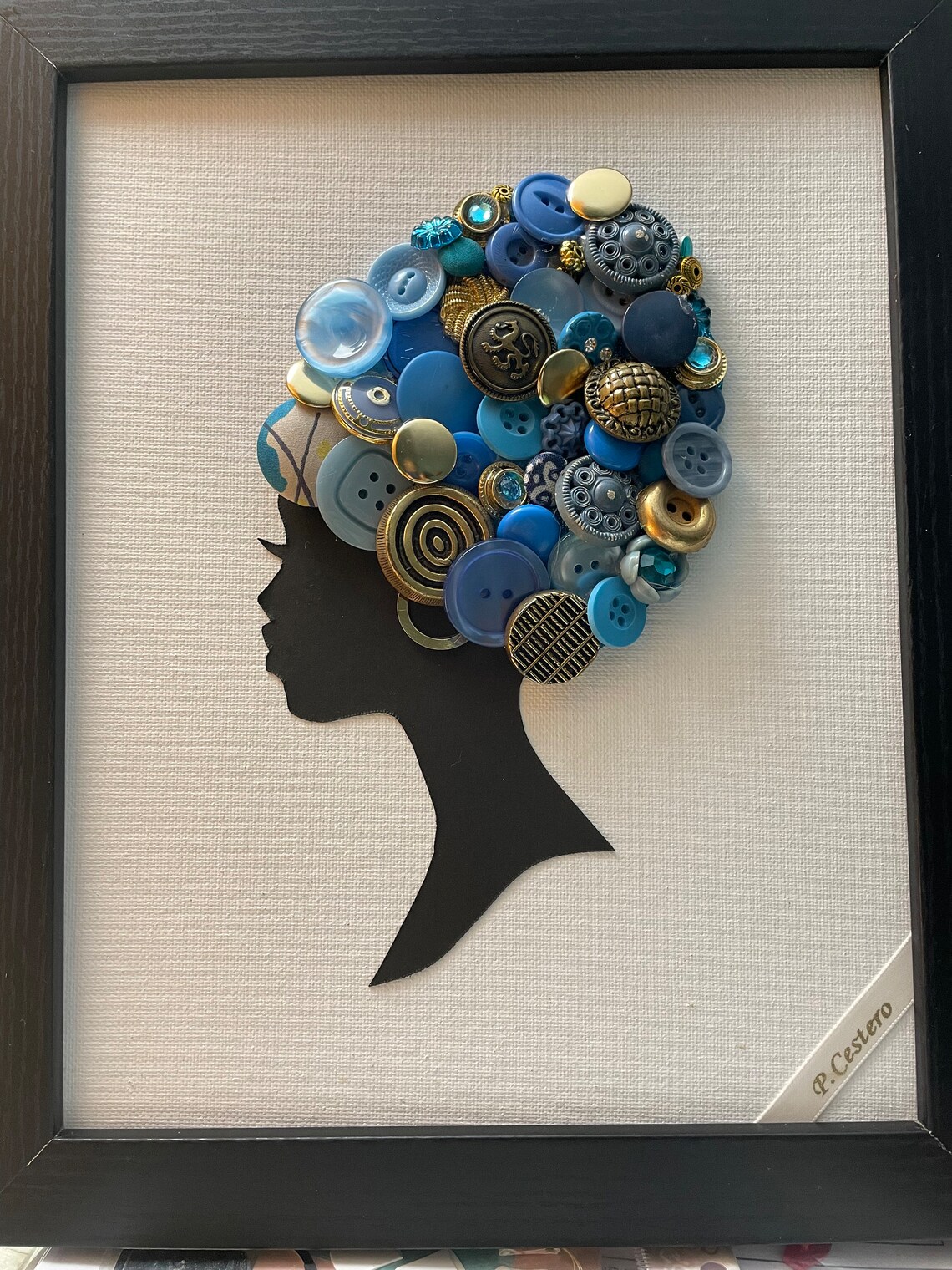 African Art, Tribal Art, Button Art, Wall Decor, African Wall Art, Lady ...