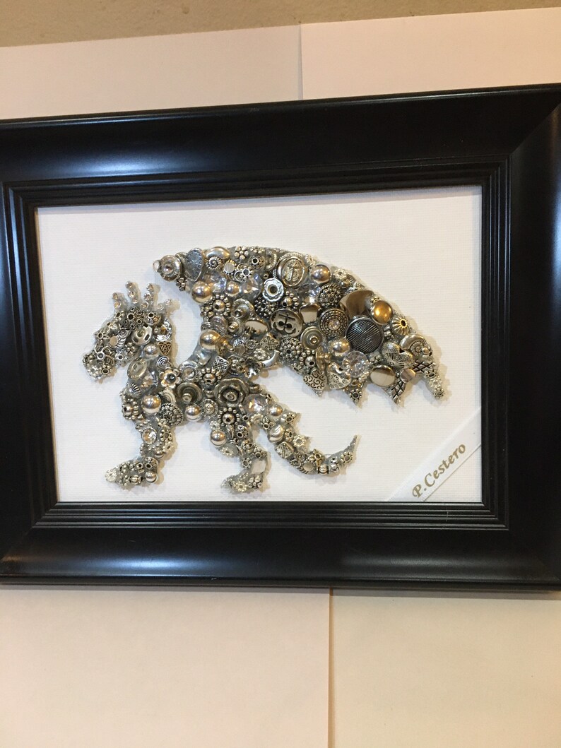 Dragon Button Artwork, Dragon Metal Art,unique Gift, Unique Art Work, 5 ...