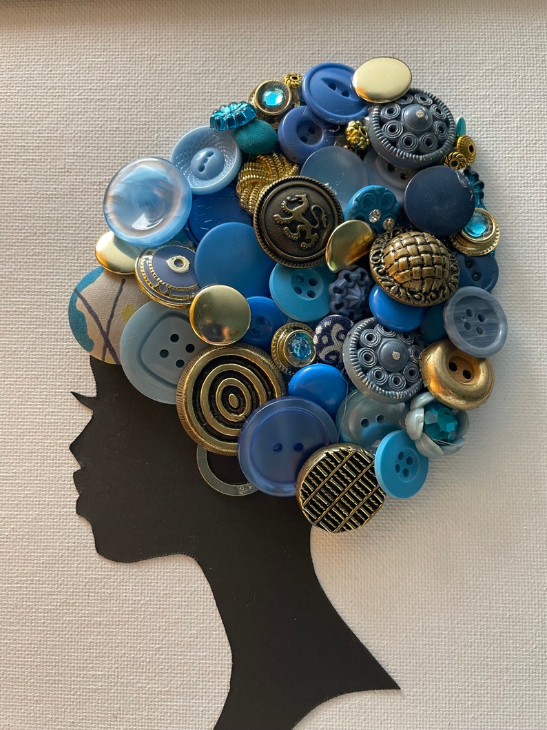 African Art, Tribal Art, Button Art, Wall Decor, African Wall Art, Lady ...
