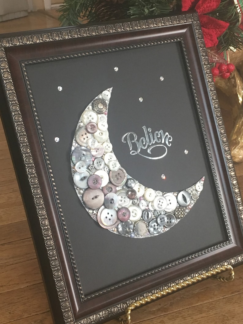 Button Art Work Moon Believe,mother of Pearl Buttons, Unique Holiday ...