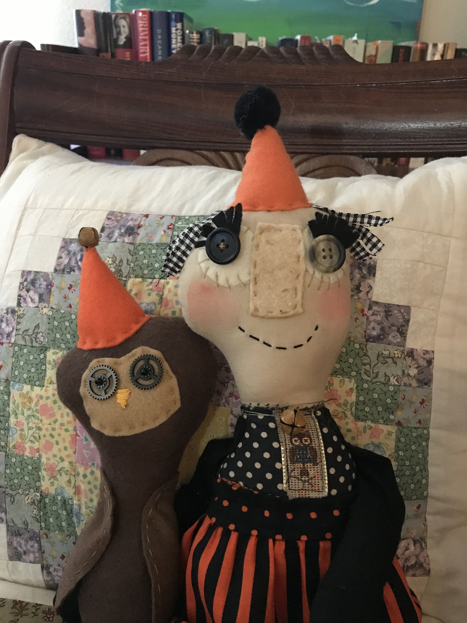 Witch Doll Hildy and Whooey Owl Folk Art Dolls - Etsy