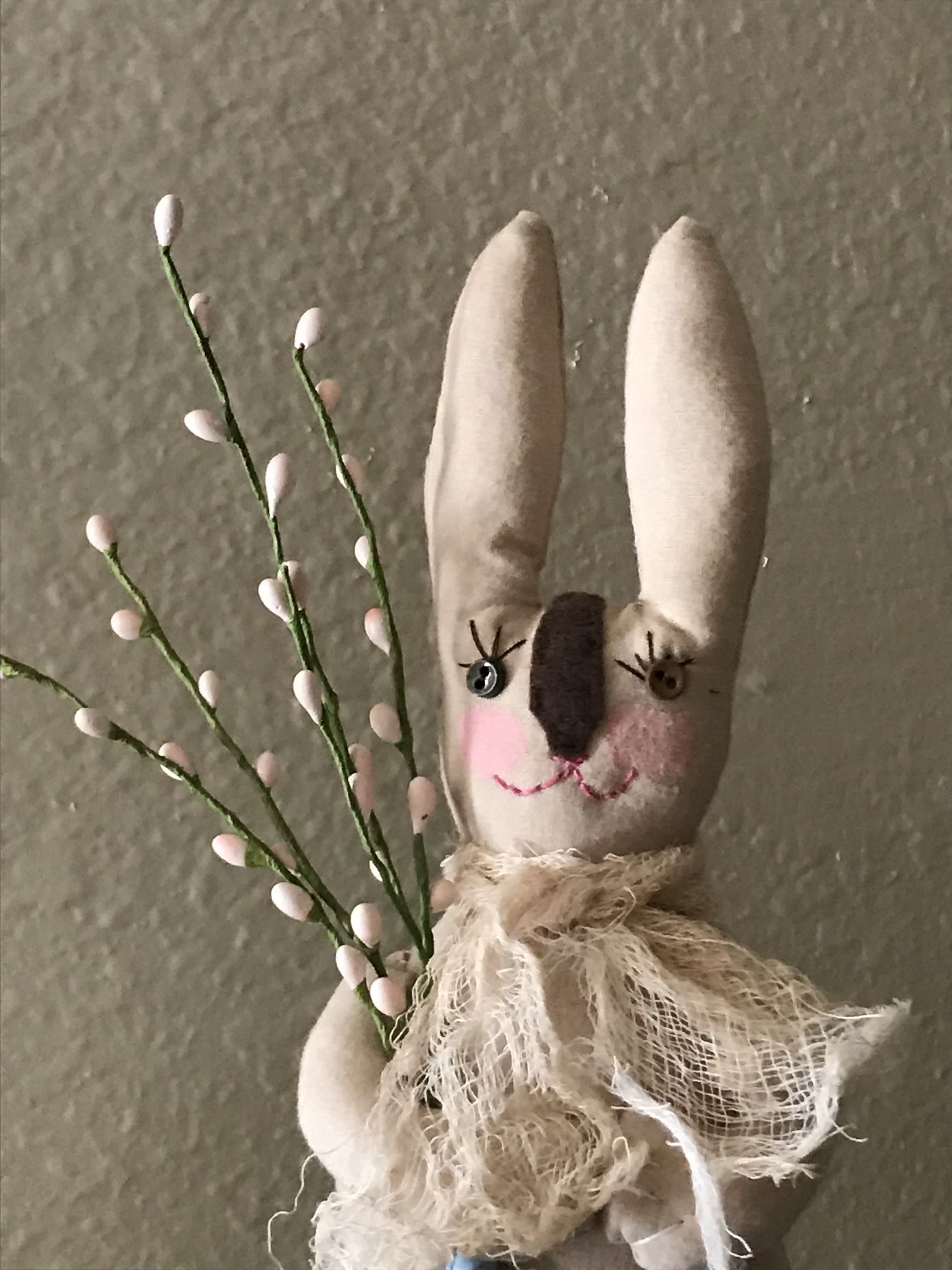 Primitive Embroidered Bunny Folk Art - Etsy