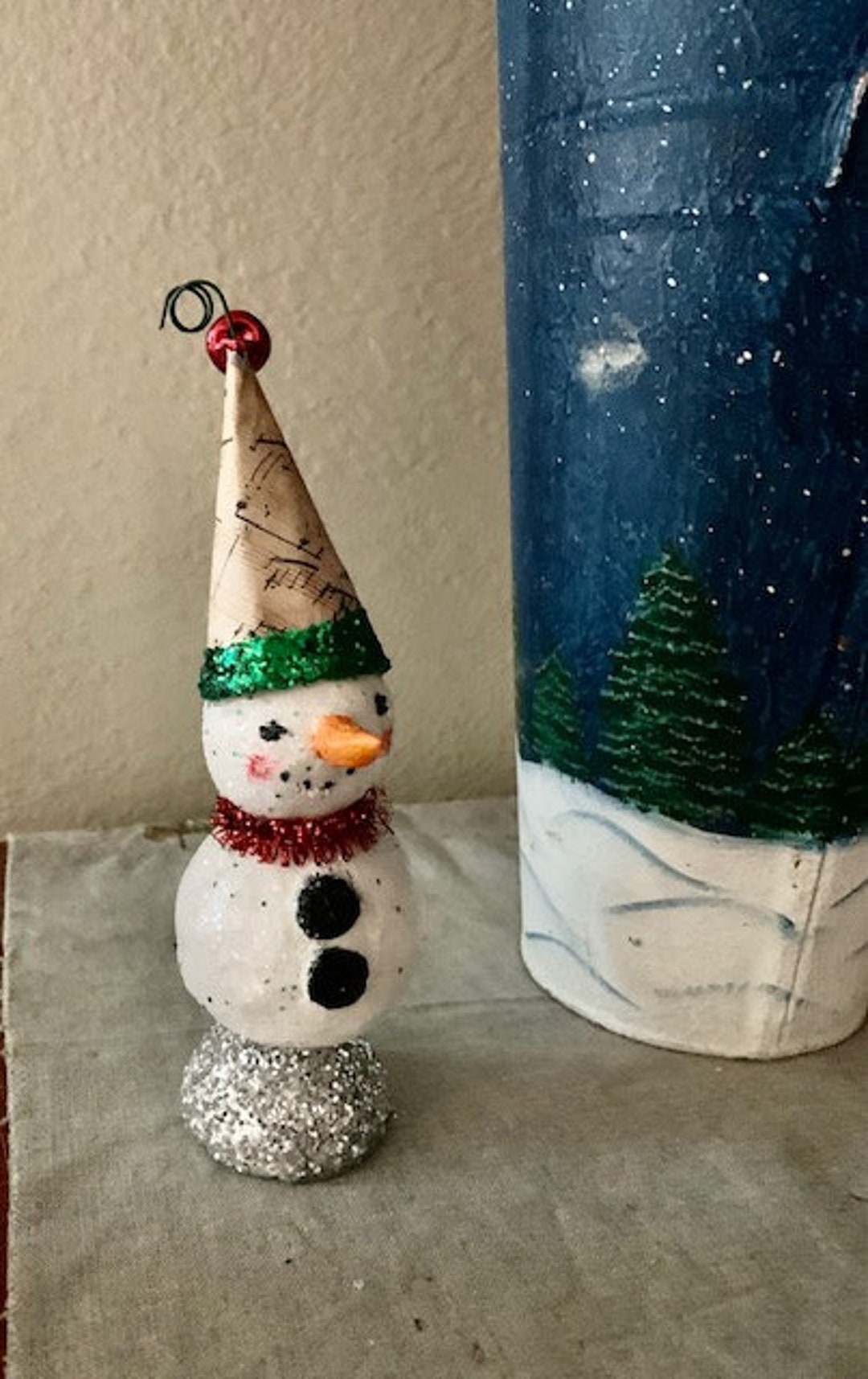 Papier-mâché Primitive Handmade Standing Snowman - Etsy