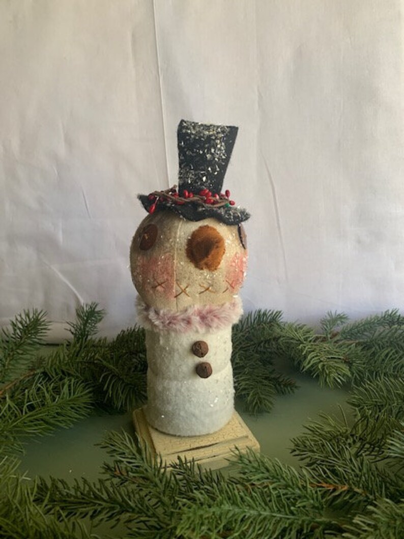 Folk Art Primitive Snowman in a Reycyled Can - Etsy