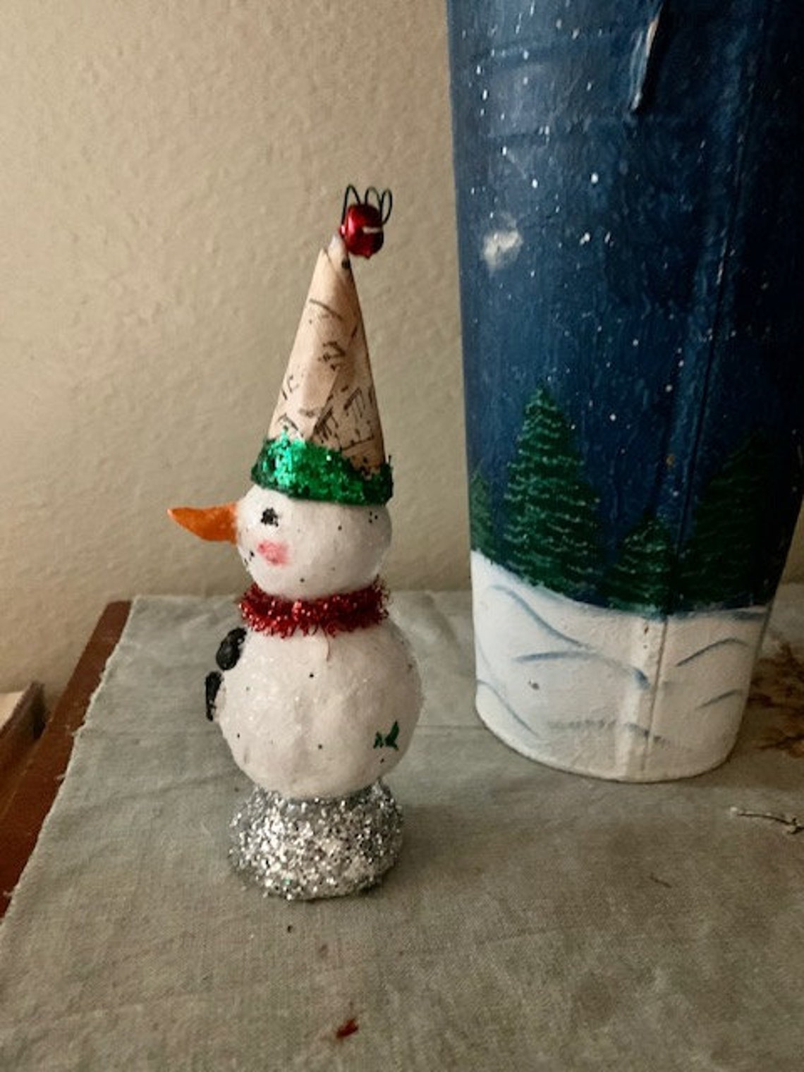 Papier-mâché Primitive Handmade Standing Snowman - Etsy