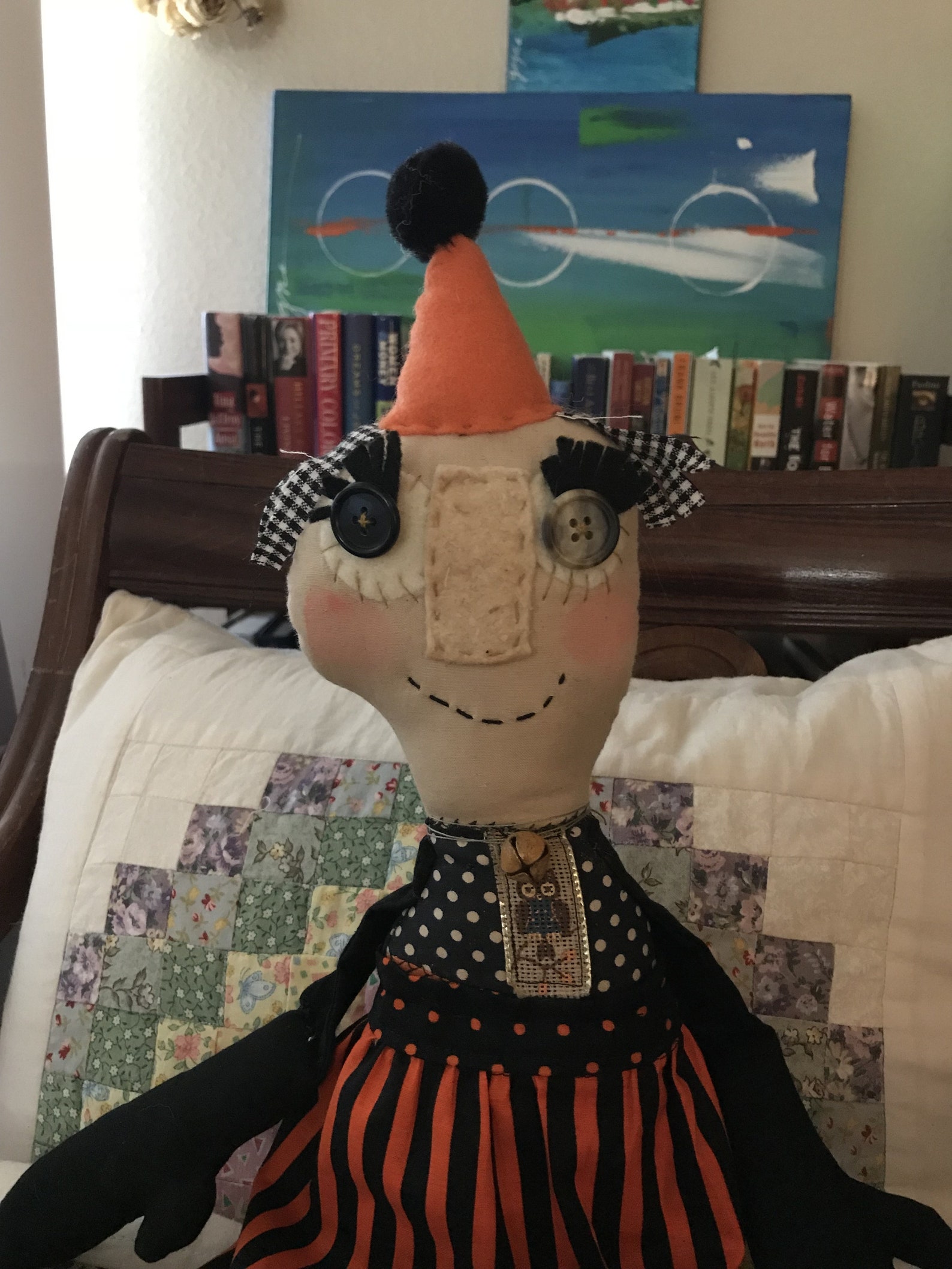 Witch Doll Hildy and Whooey Owl Folk Art Dolls - Etsy