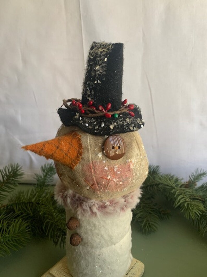 Folk Art Primitive Snowman in a Reycyled Can - Etsy