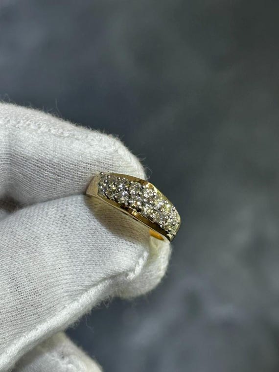 14k Yellow Gold & Diamonds Pyramid Design Diamond Ban… - Gem