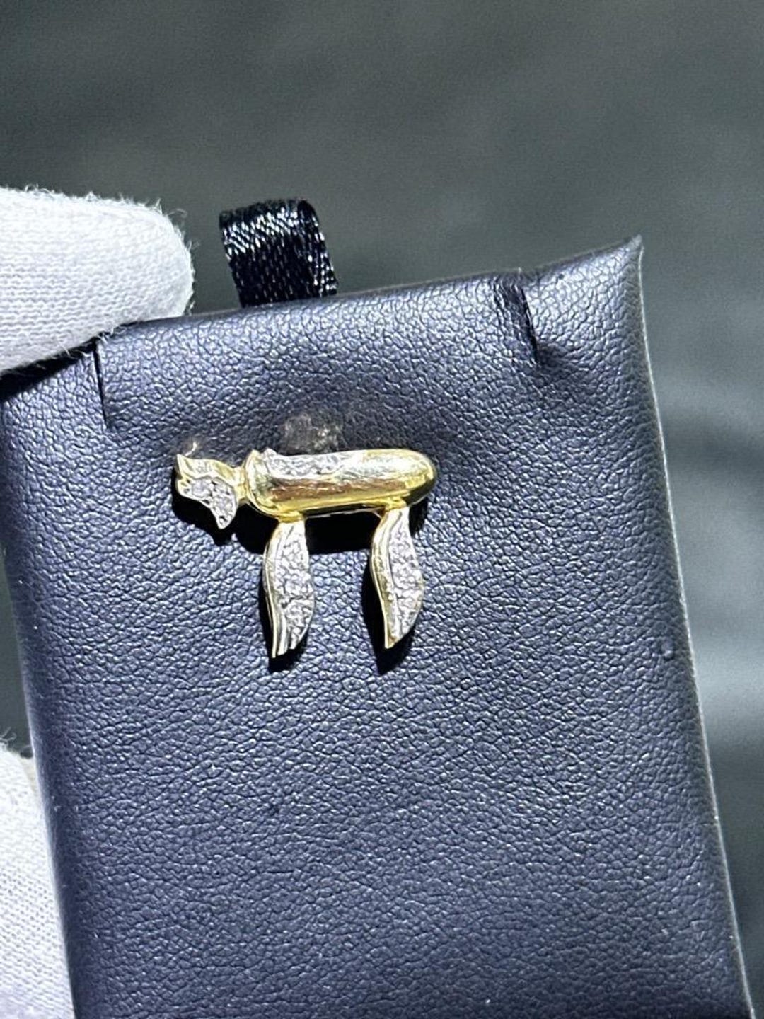 14k Solid Yellow Gold Diamond Hand Made Unique Chai 18 Good Luck ...