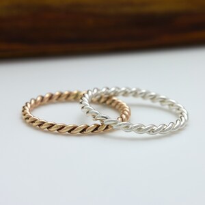Rope Ring - Sterling Silver - Gold-filled - Stacker Ring - Midi Ring - Twisted Ring - Toe Ring ...