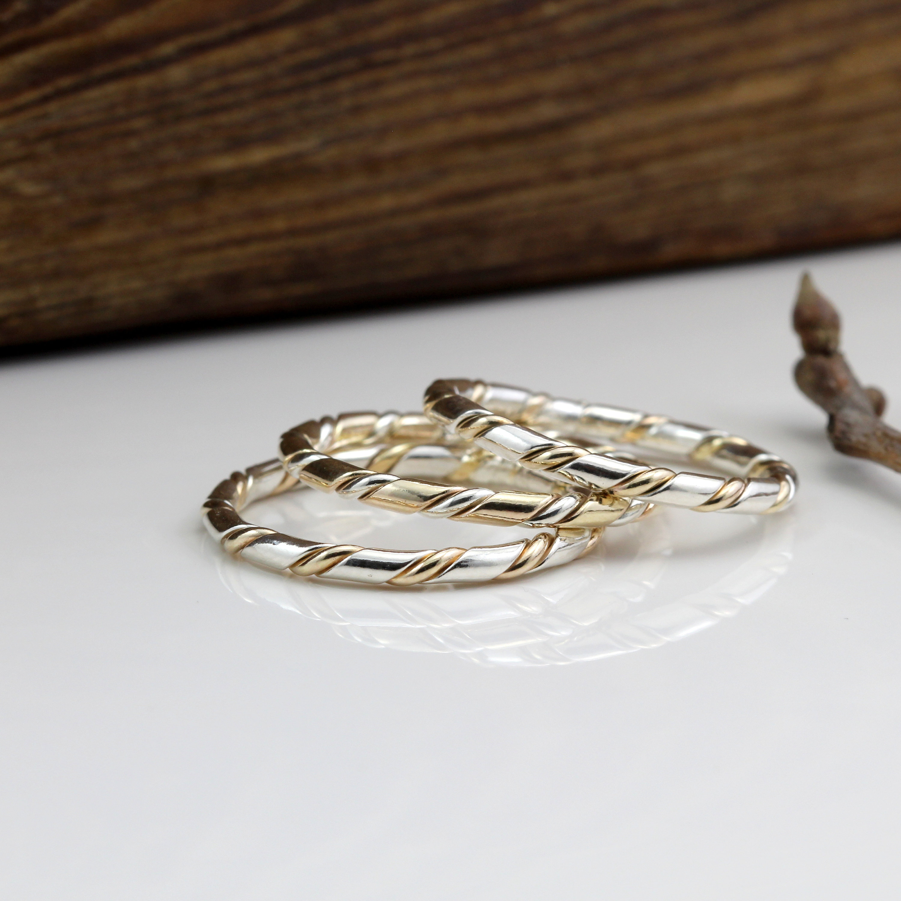 Twisted Ring Sterling Silver 14k Gold-Filled Mixed Metal | Etsy