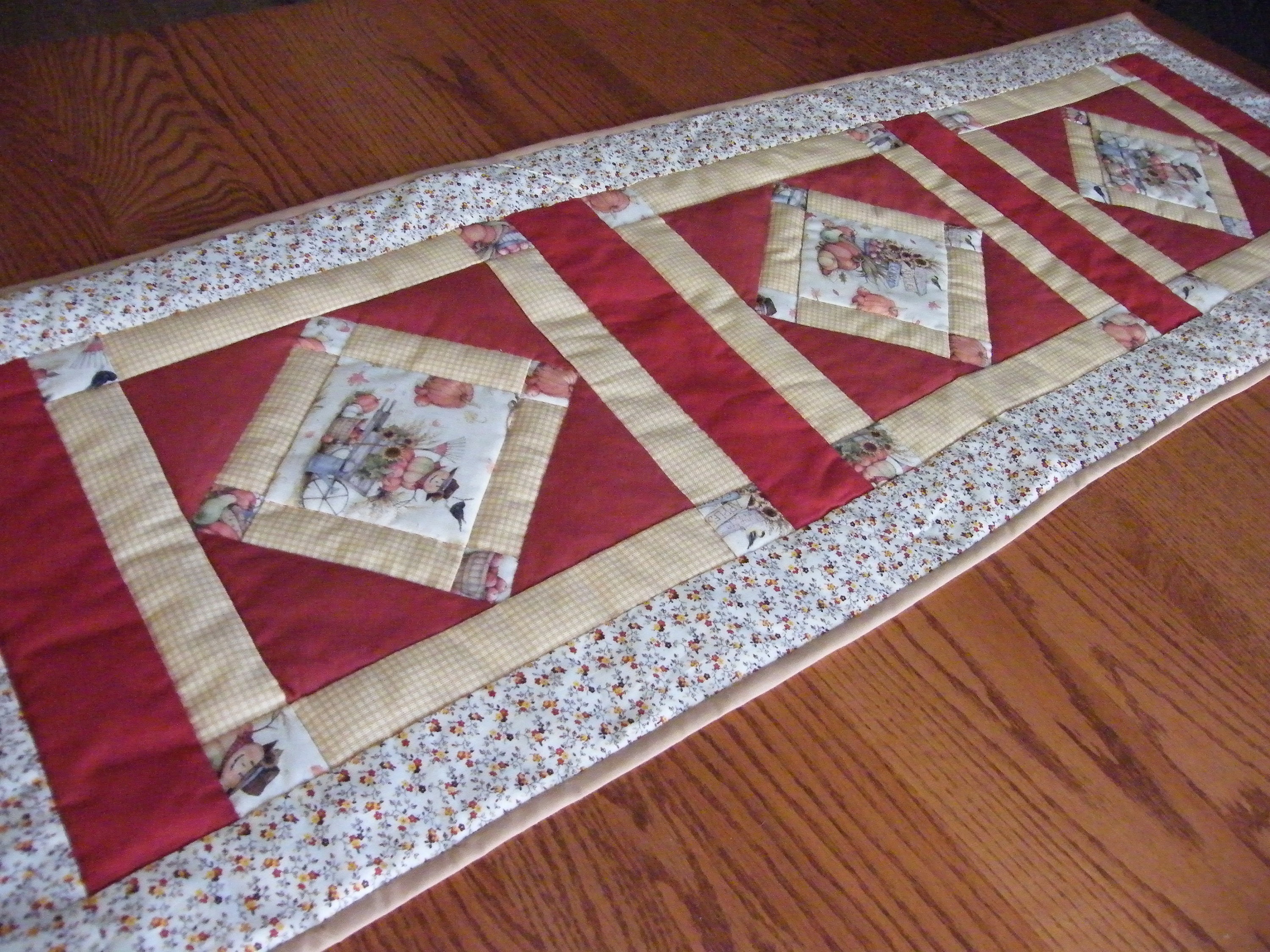 Quilted Fall Table Runner, Hand Quilted Autumn Table Topper, Scarecrows ...