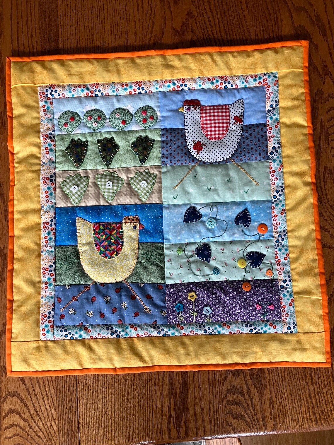 Hand Quilted Chicken Wall Hanging, Primitive Wall Quilt, Rustic ...