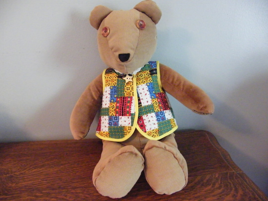 Handmade Teddy Bear, Country Stuffed Animal, Corduroy Velveteen Bear ...