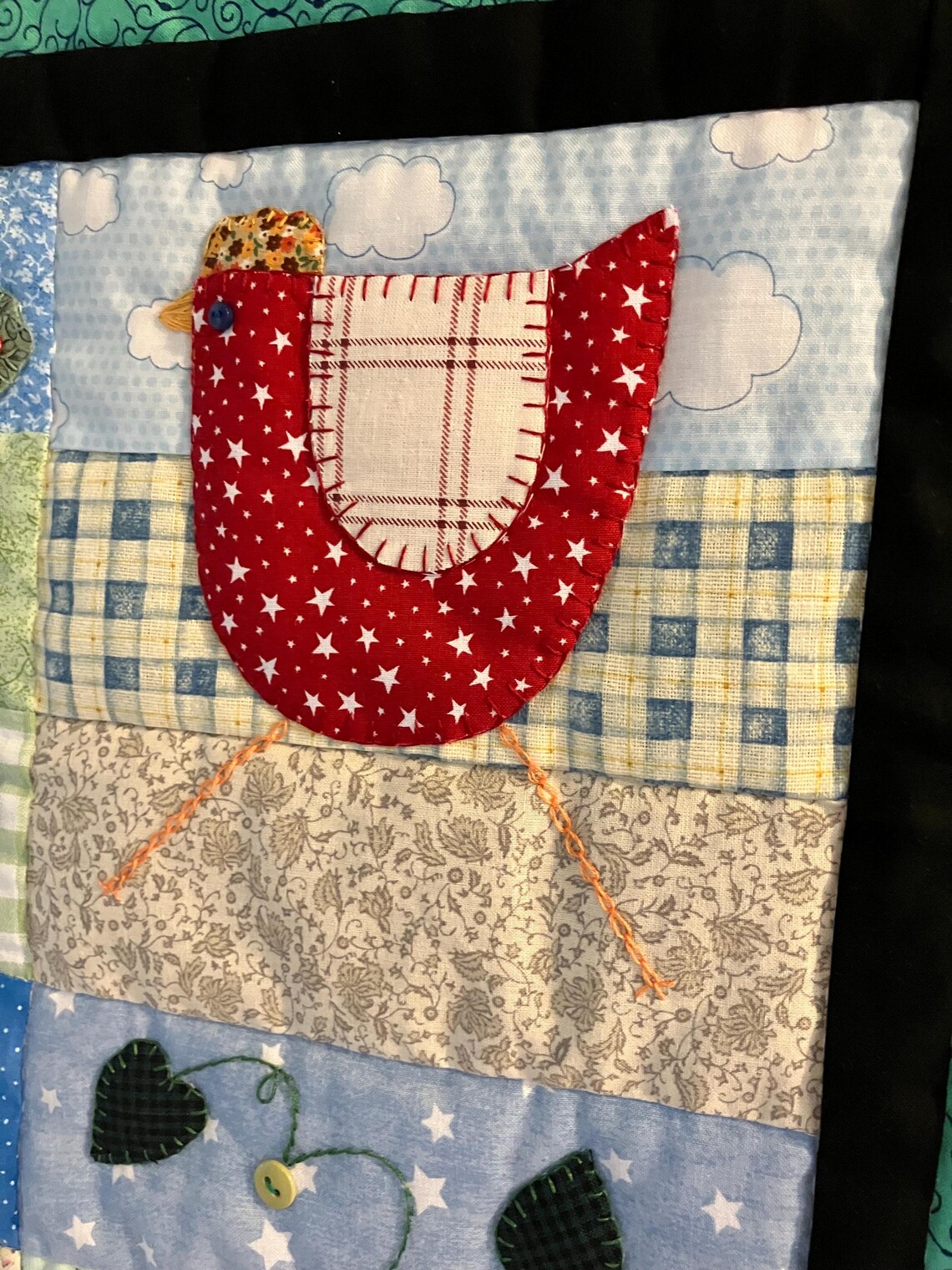 Hand Quilted Chicken Wall Hanging, Primitive Wall Quilt, Rustic ...