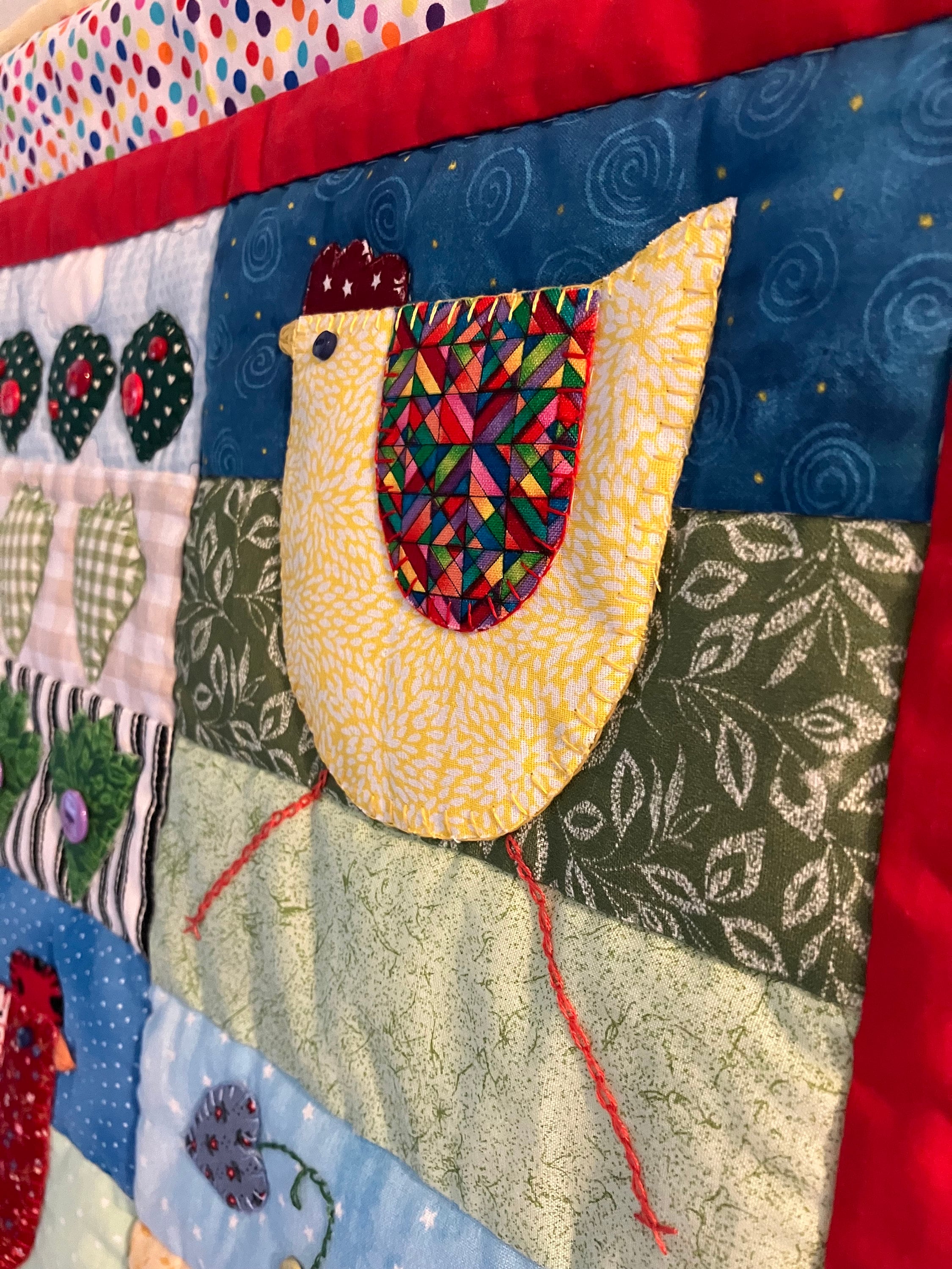 Hand Quilted Chicken Wall Hanging, Primitive Wall Quilt, Rustic ...