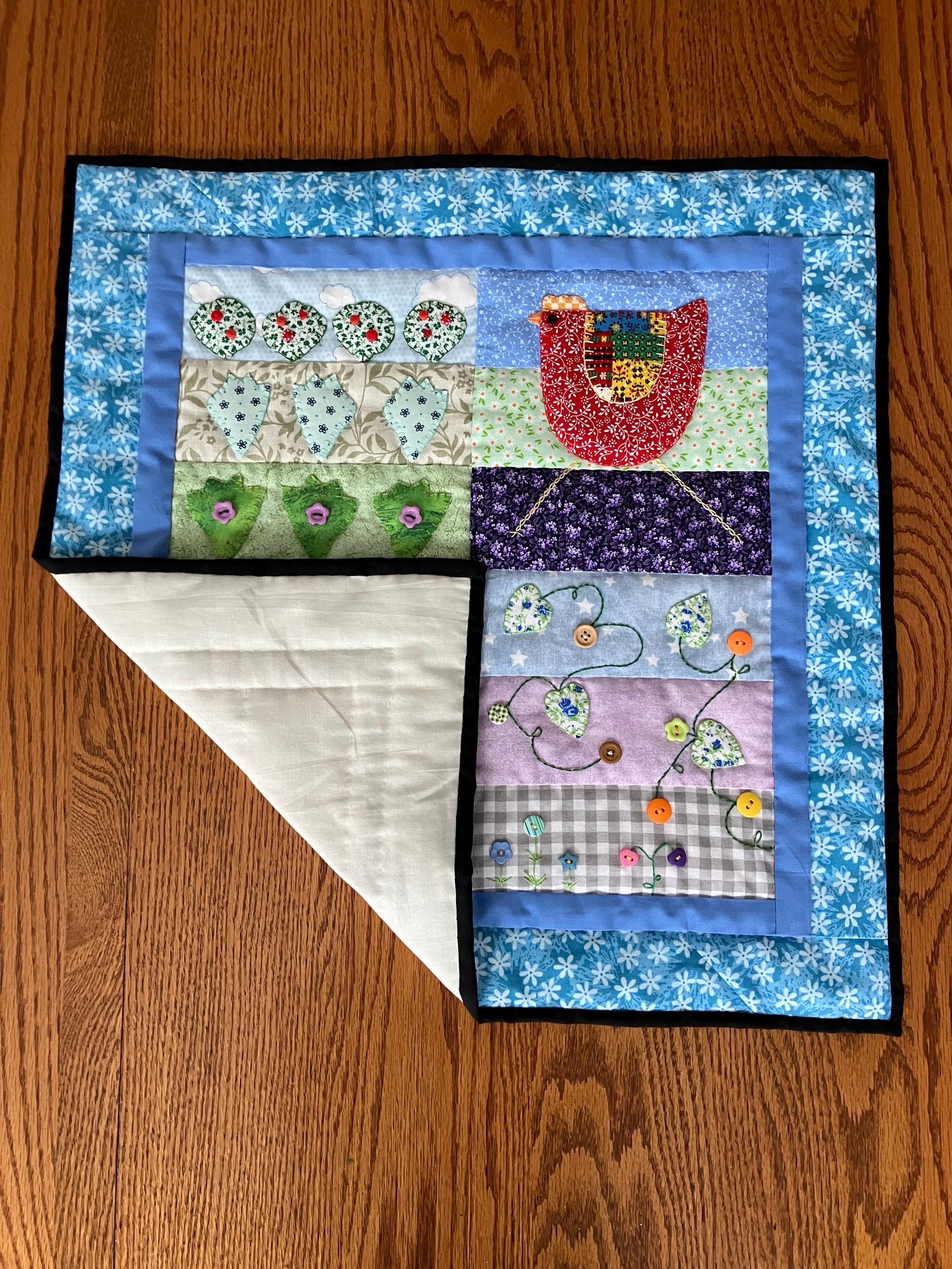 Hand Quilted Chicken Wall Hanging, Primitive Wall Quilt, Rustic ...