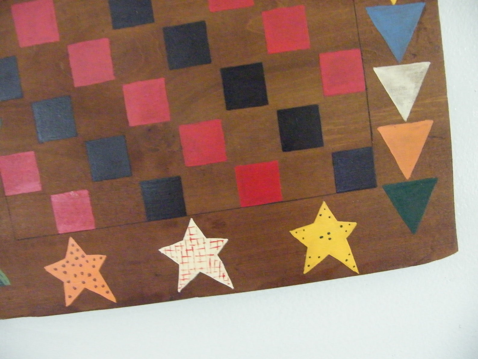 Hand Painted Primitive Checkerboard, Rustic Game Board With Painted ...