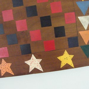 Hand Painted Primitive Checkerboard, Rustic Game Board With Painted ...