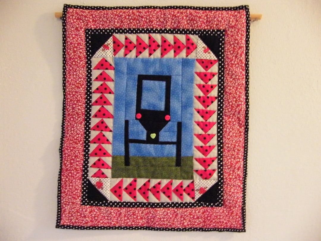 Quilted Amish Buggy Wall Hanging, Rustic Amish Wall Quilt, Primitive ...