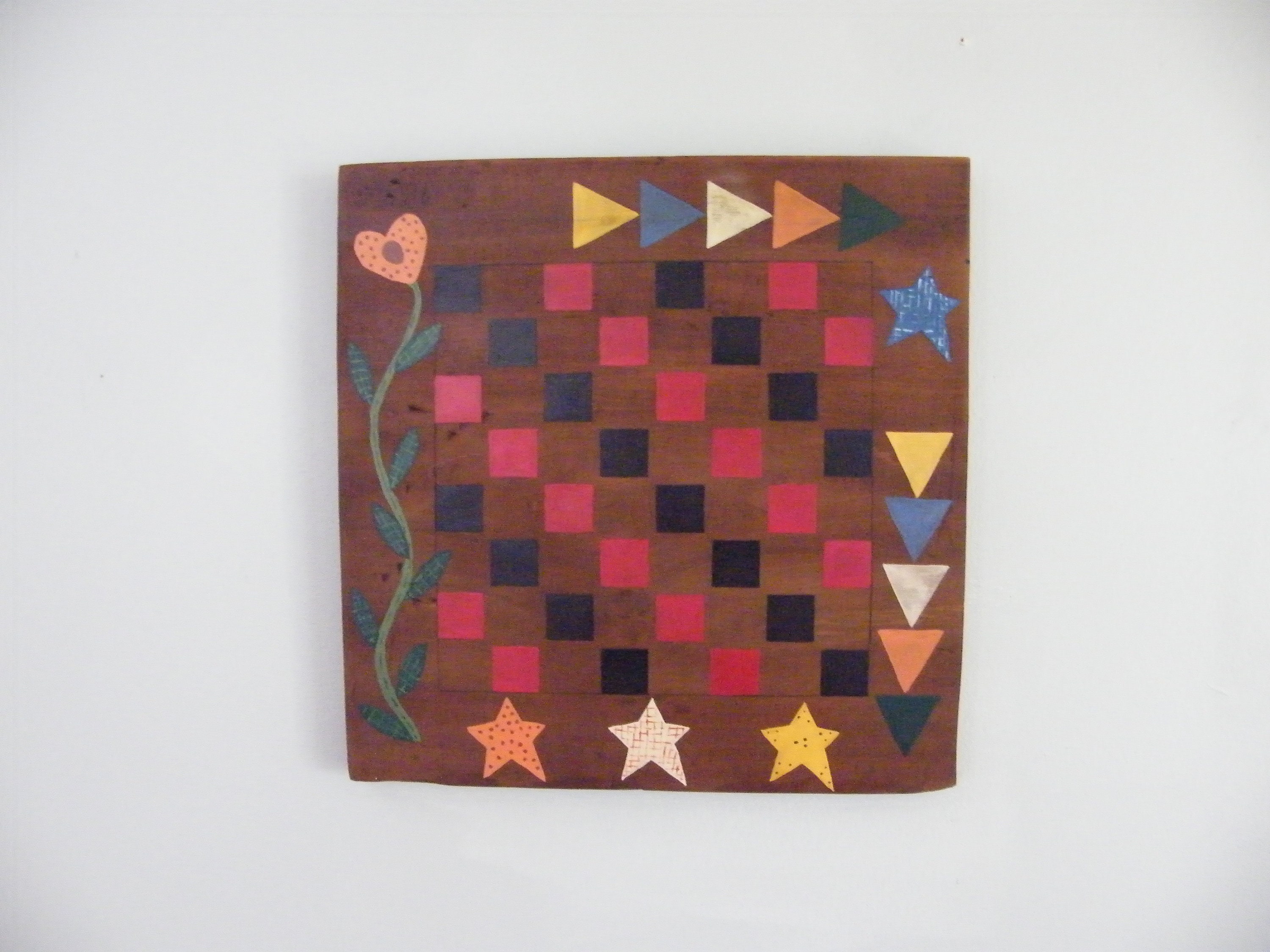 Hand Painted Primitive Checkerboard, Rustic Game Board With Painted ...