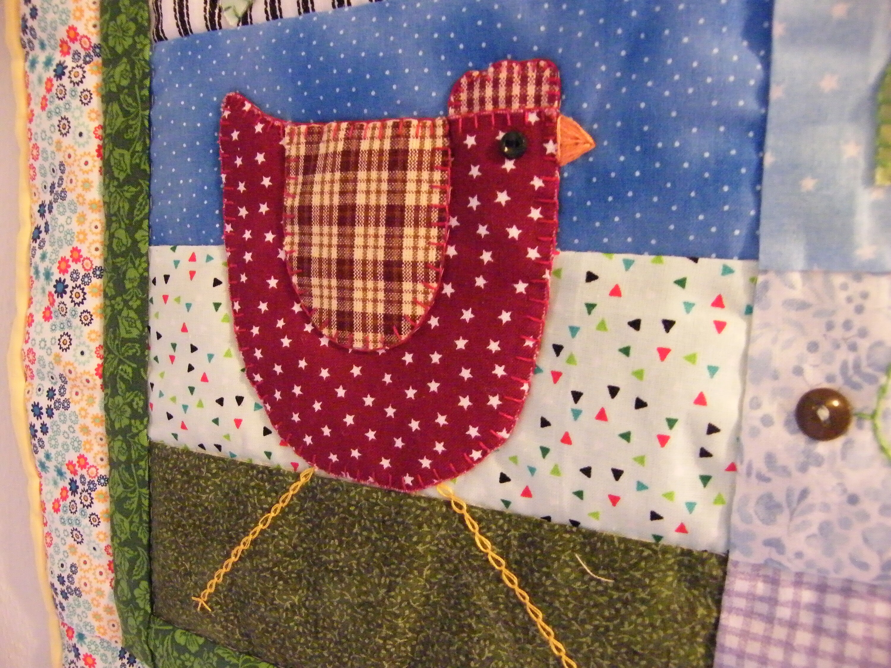Hand Quilted Chicken Wall Hanging, Primitive Wall Quilt, Rustic ...
