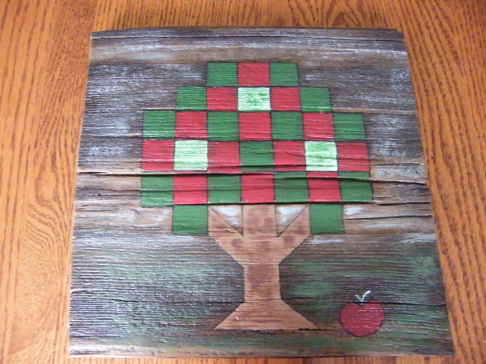 Old Barn Wood Sign, Primitive Barn Wood Art, Rustic Hand Painted Apple ...