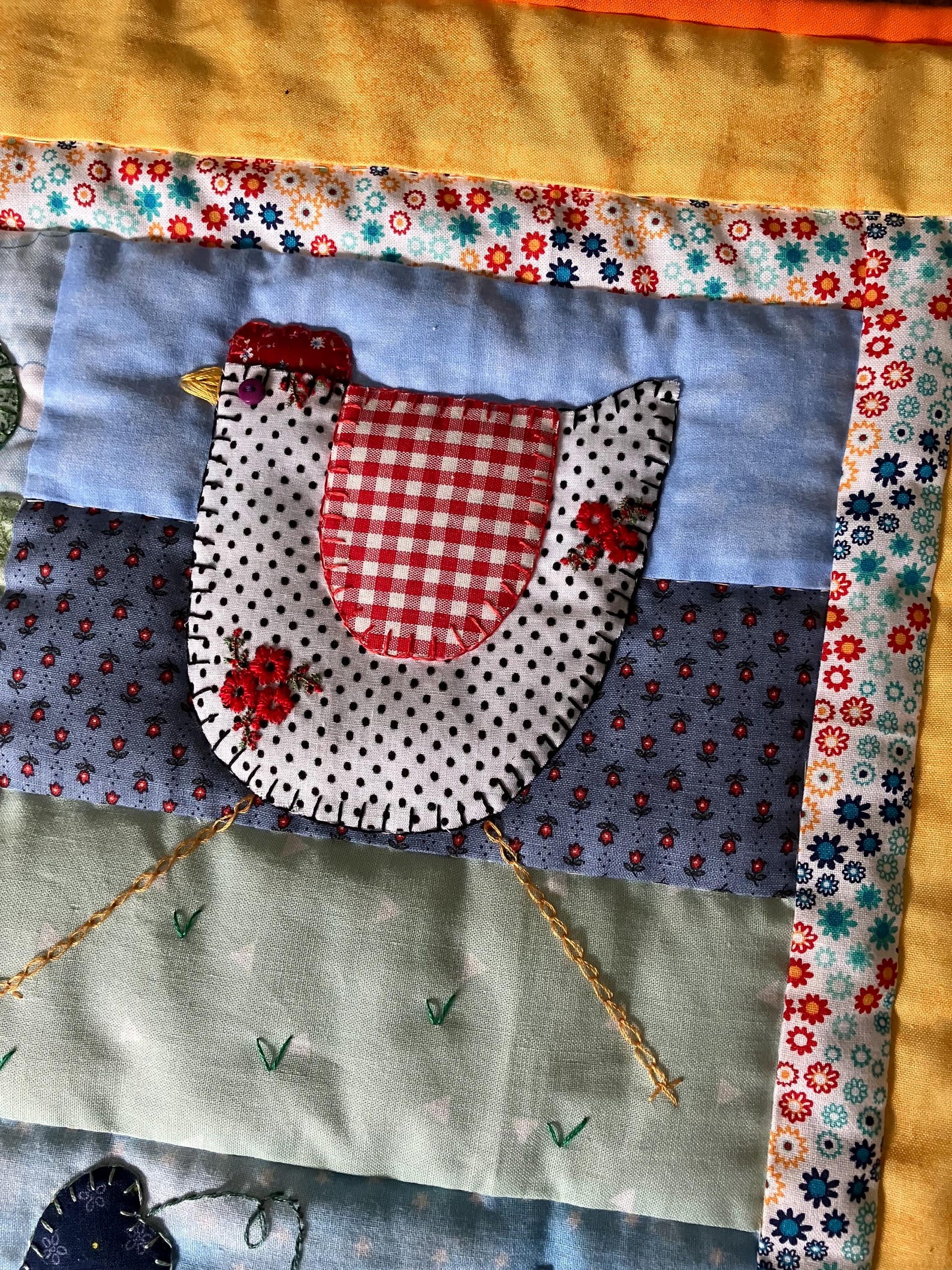 Hand Quilted Chicken Wall Hanging, Primitive Wall Quilt, Rustic ...