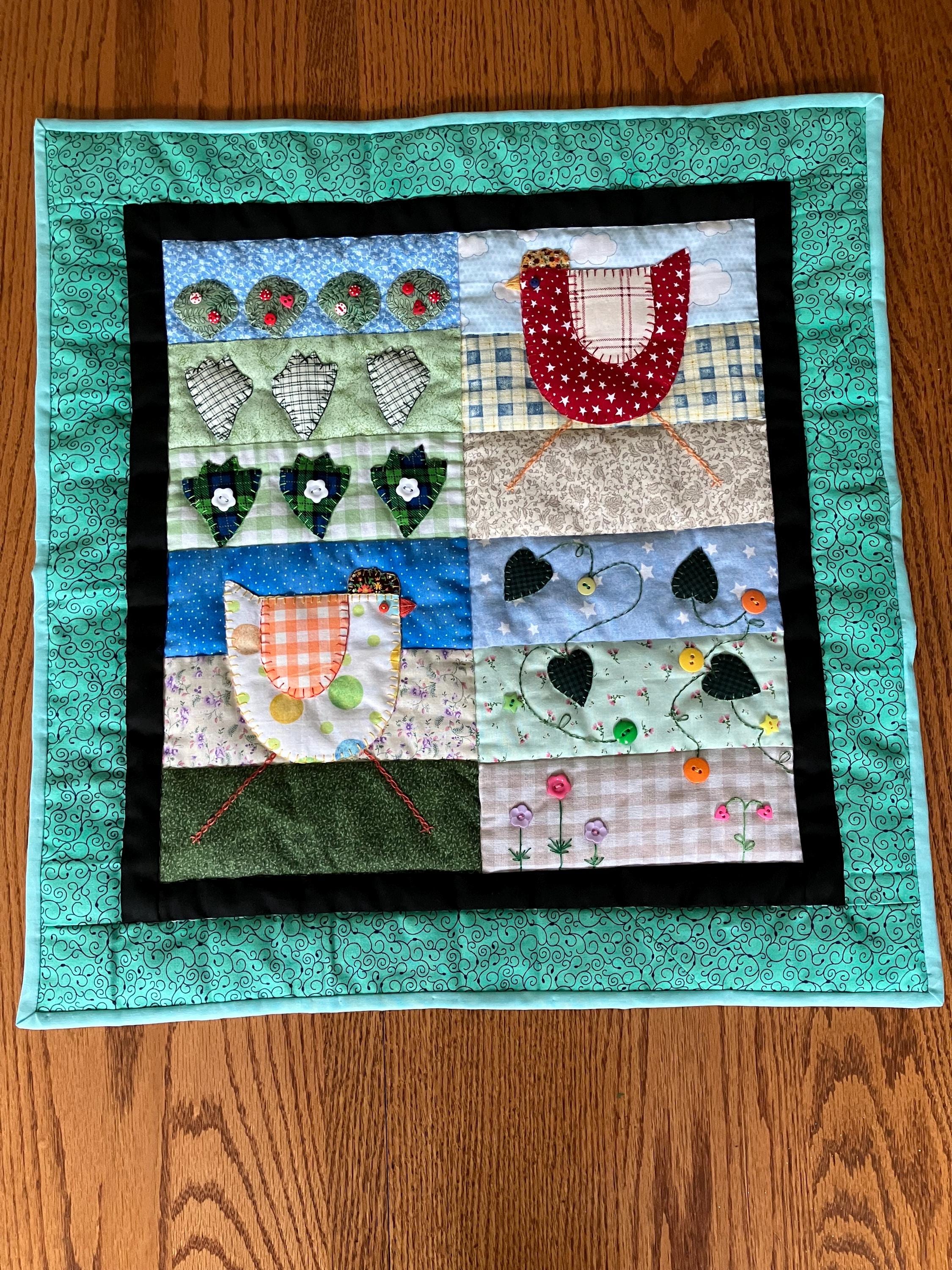 Hand Quilted Chicken Wall Hanging, Primitive Wall Quilt, Rustic ...