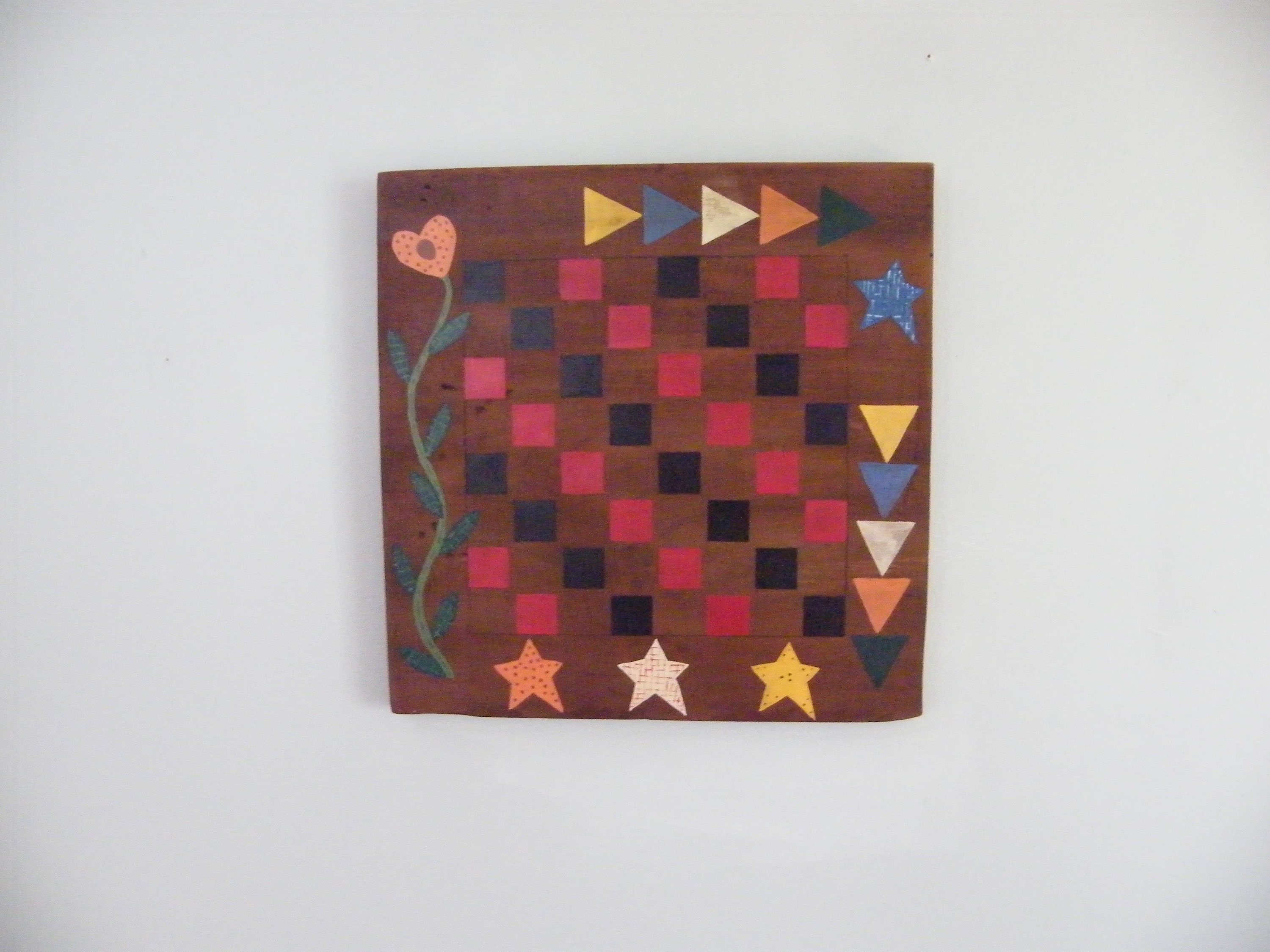 Hand Painted Primitive Checkerboard, Rustic Game Board With Painted ...