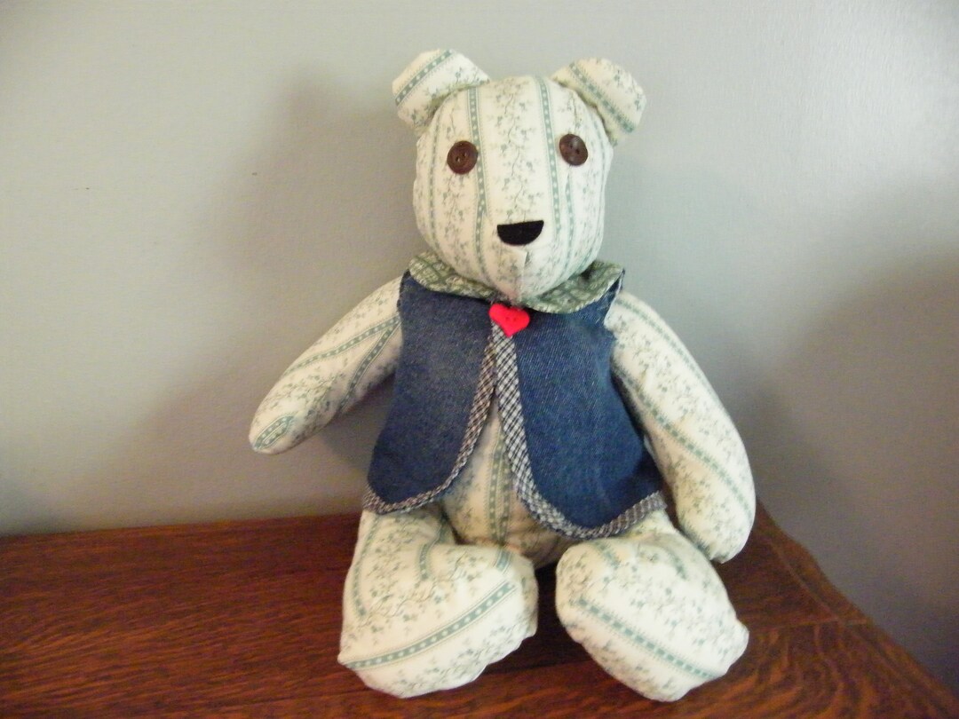 Handmade Teddy Bear, Country Stuffed Animal, Quilty Farm Bear - Etsy