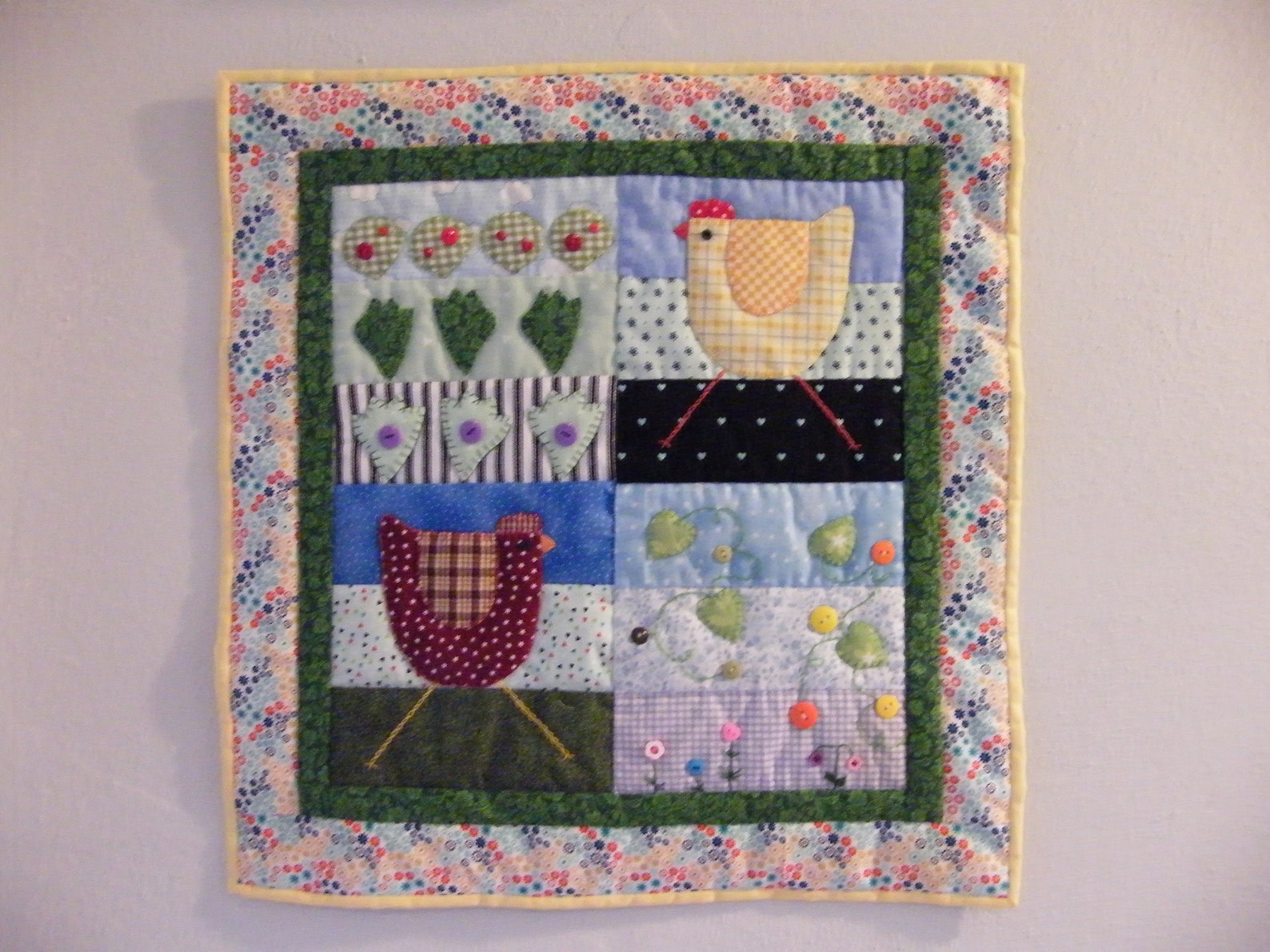 Hand Quilted Chicken Wall Hanging, Primitive Wall Quilt, Rustic ...