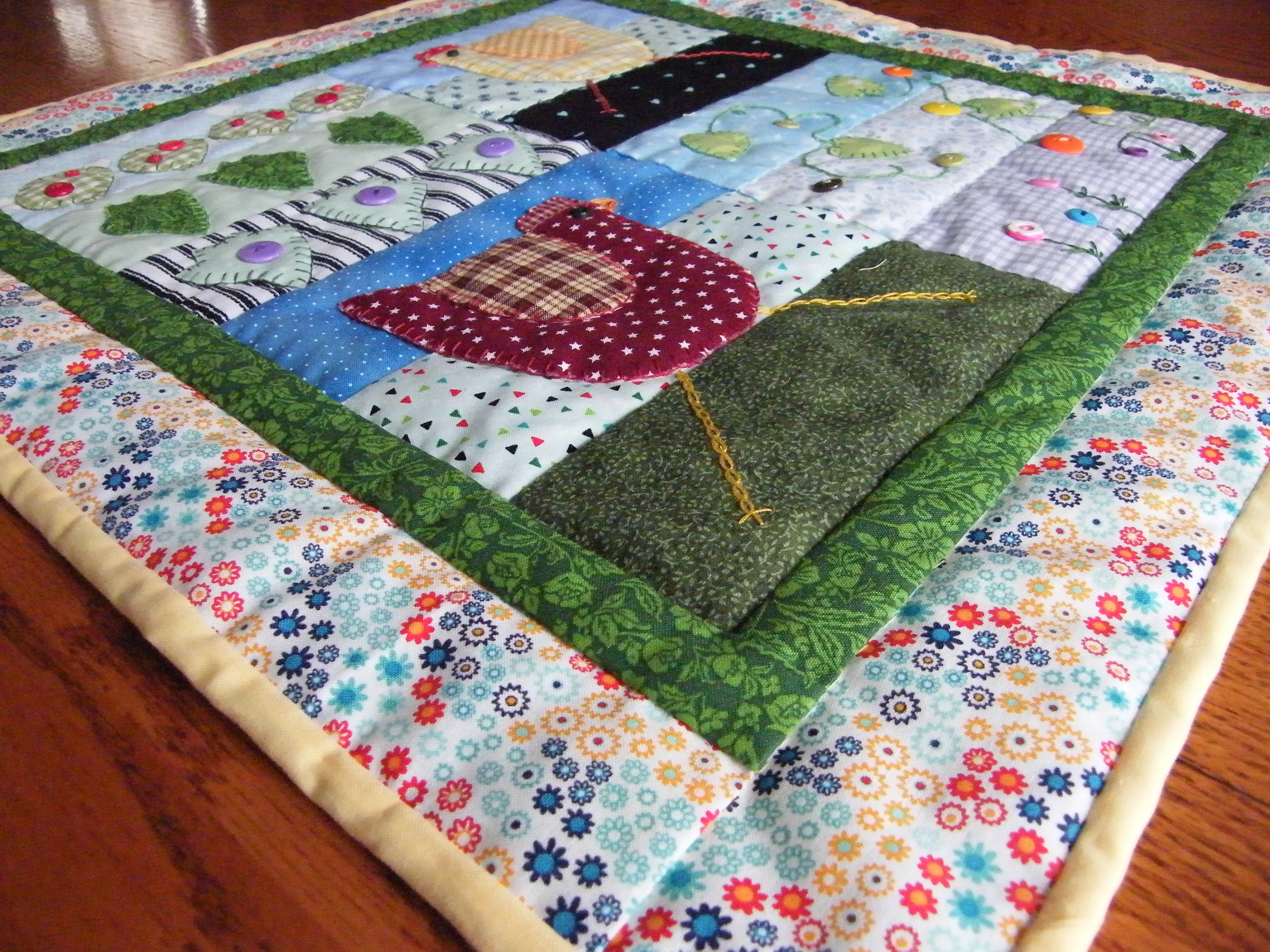 Hand Quilted Chicken Wall Hanging, Primitive Wall Quilt, Rustic ...
