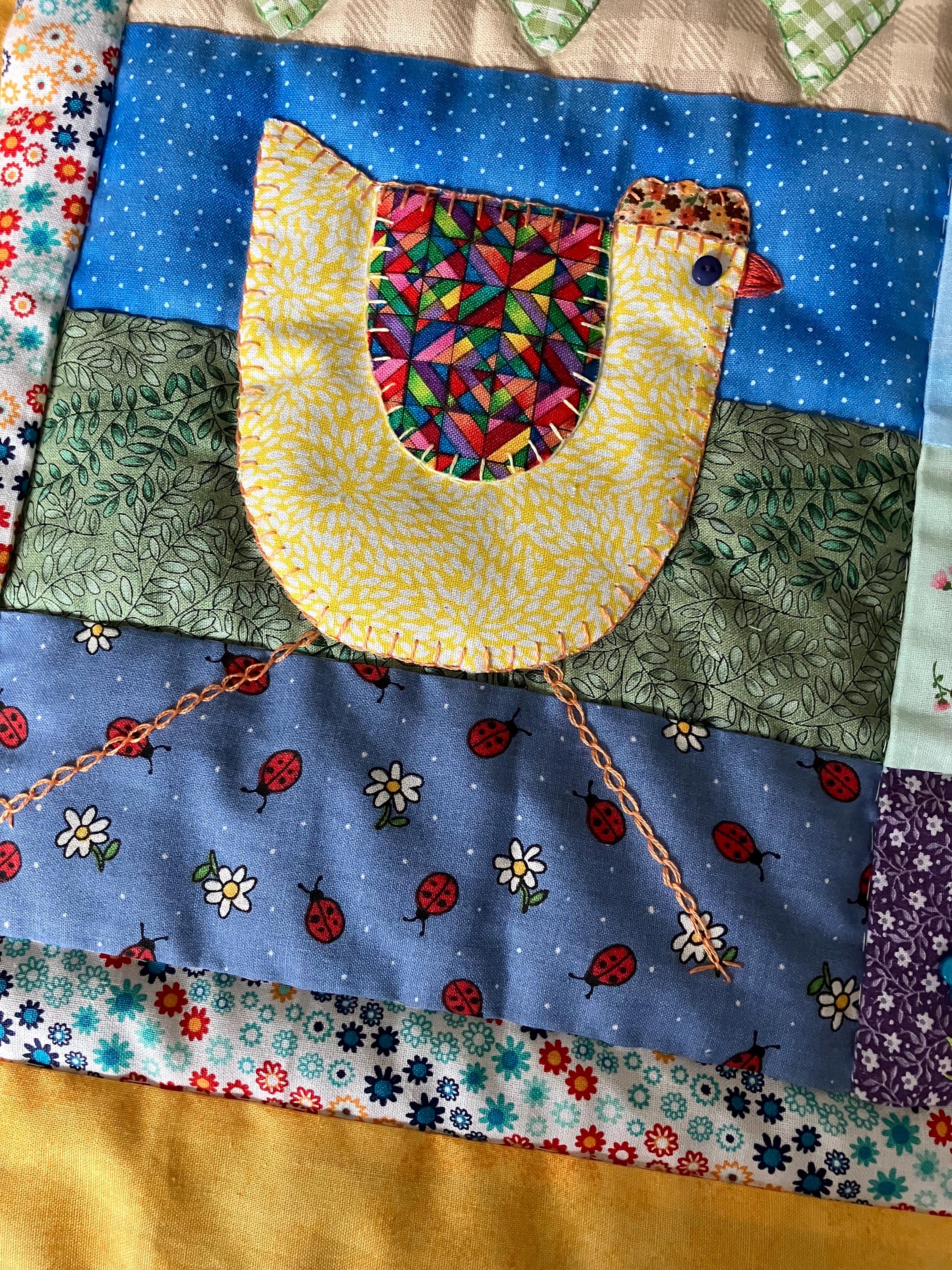 Hand Quilted Chicken Wall Hanging, Primitive Wall Quilt, Rustic ...