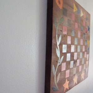 Hand Painted Primitive Checkerboard, Rustic Game Board With Painted ...