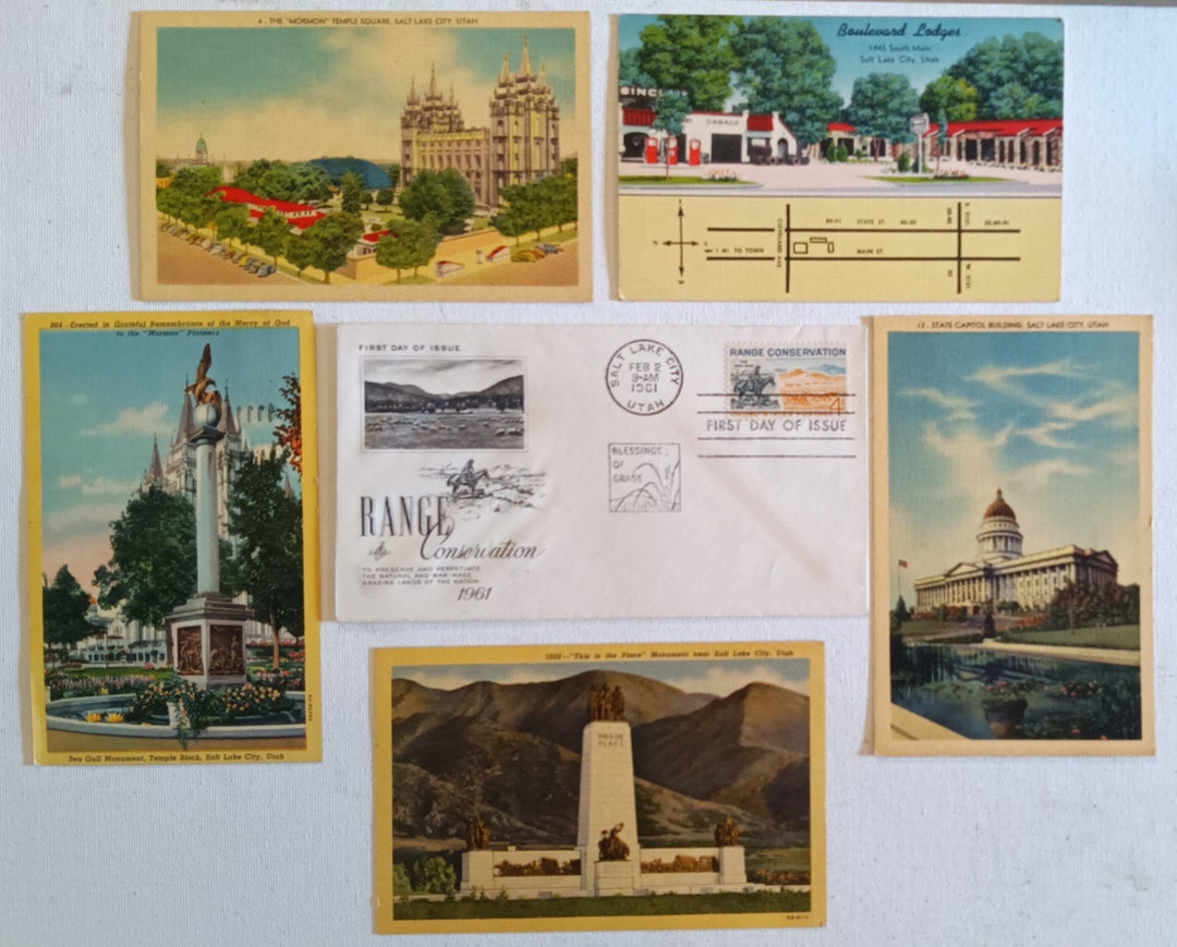 Vintage Salt Lake City, Utah Linen Postcards and First Day Cover Set - Etsy