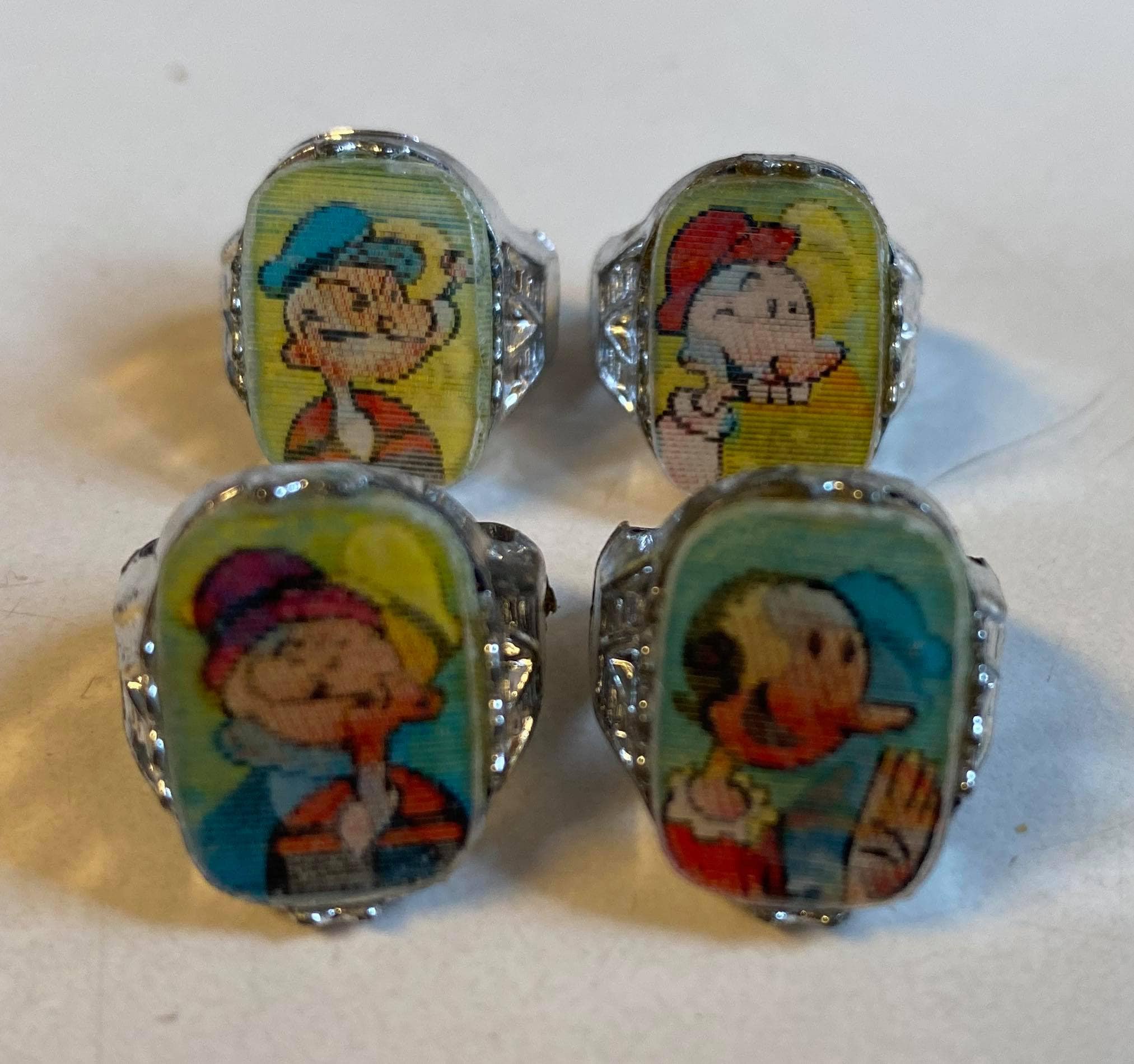 Vintage 1960s Set of 4 Popeye Lenticular Flicker Rings Unused Warehouse ...