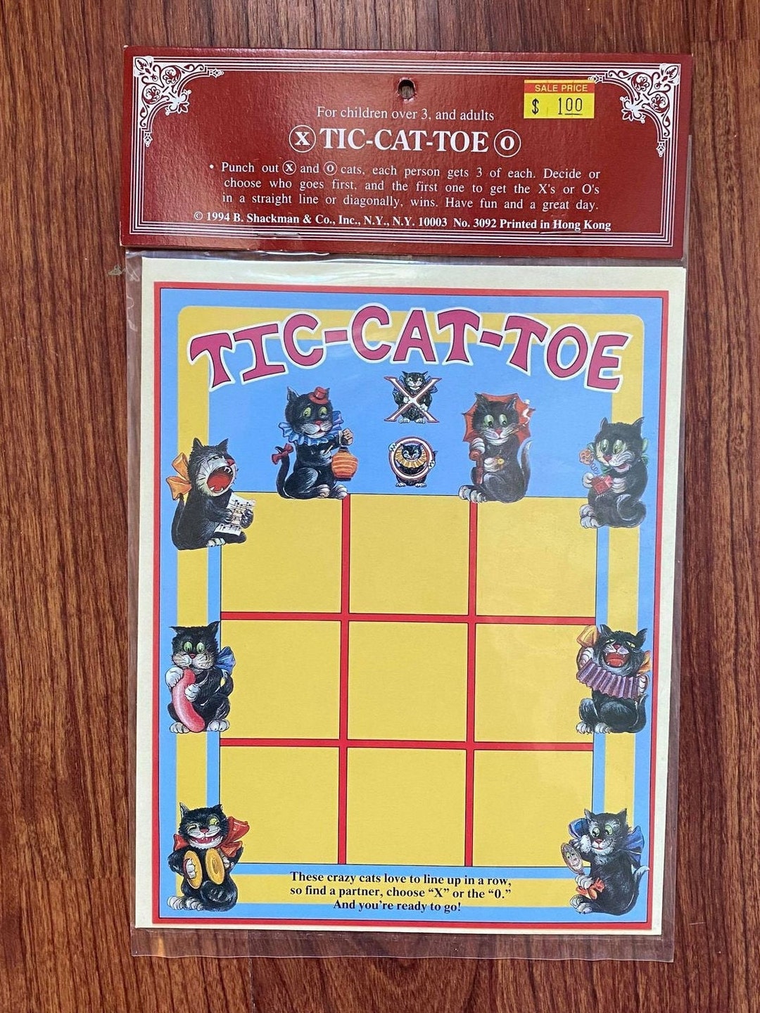 Vintage Tic-cat-toe Cat Tic-tac-toe Game - 1994 B. Shackman Co ...