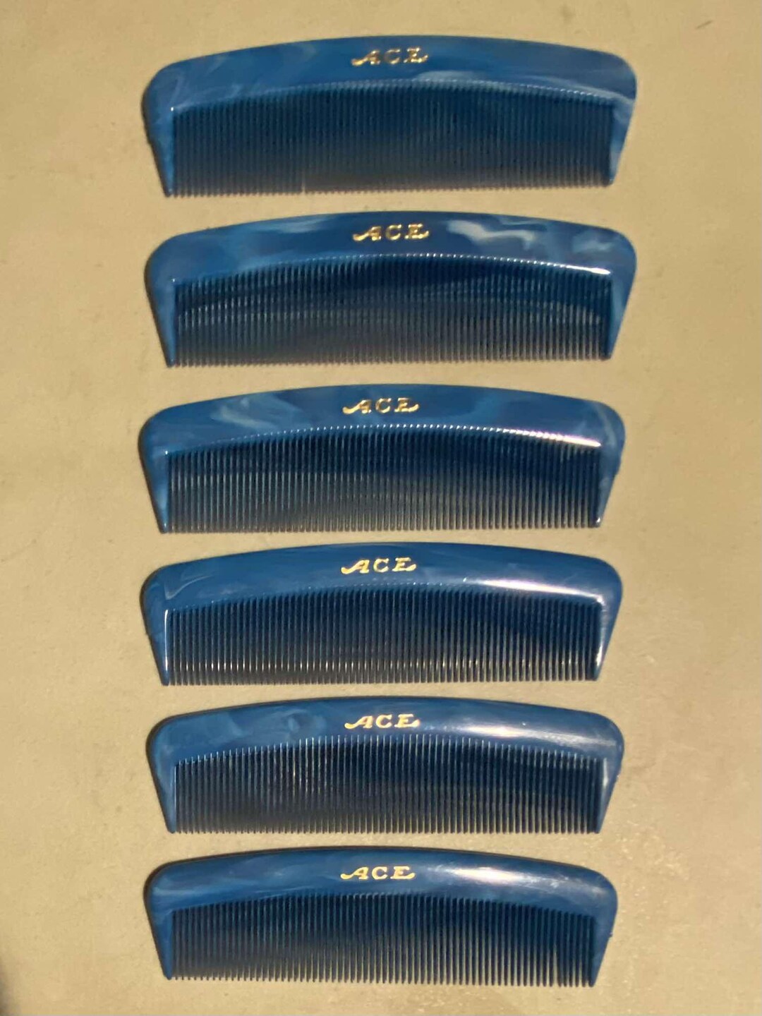 Vintage 1980s Goody Ace Set of 6 Blue Tortoiseshell 5" Combs - Unused ...