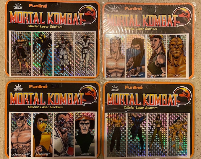 Mortal Kombat Official Laser Stickers Complete Set of 4 Packs Funline ...