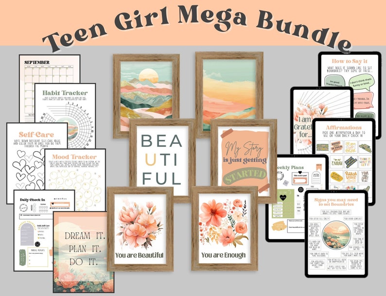 Teen Girls Daily Check in Journal Digital Planner Printable Planner ...